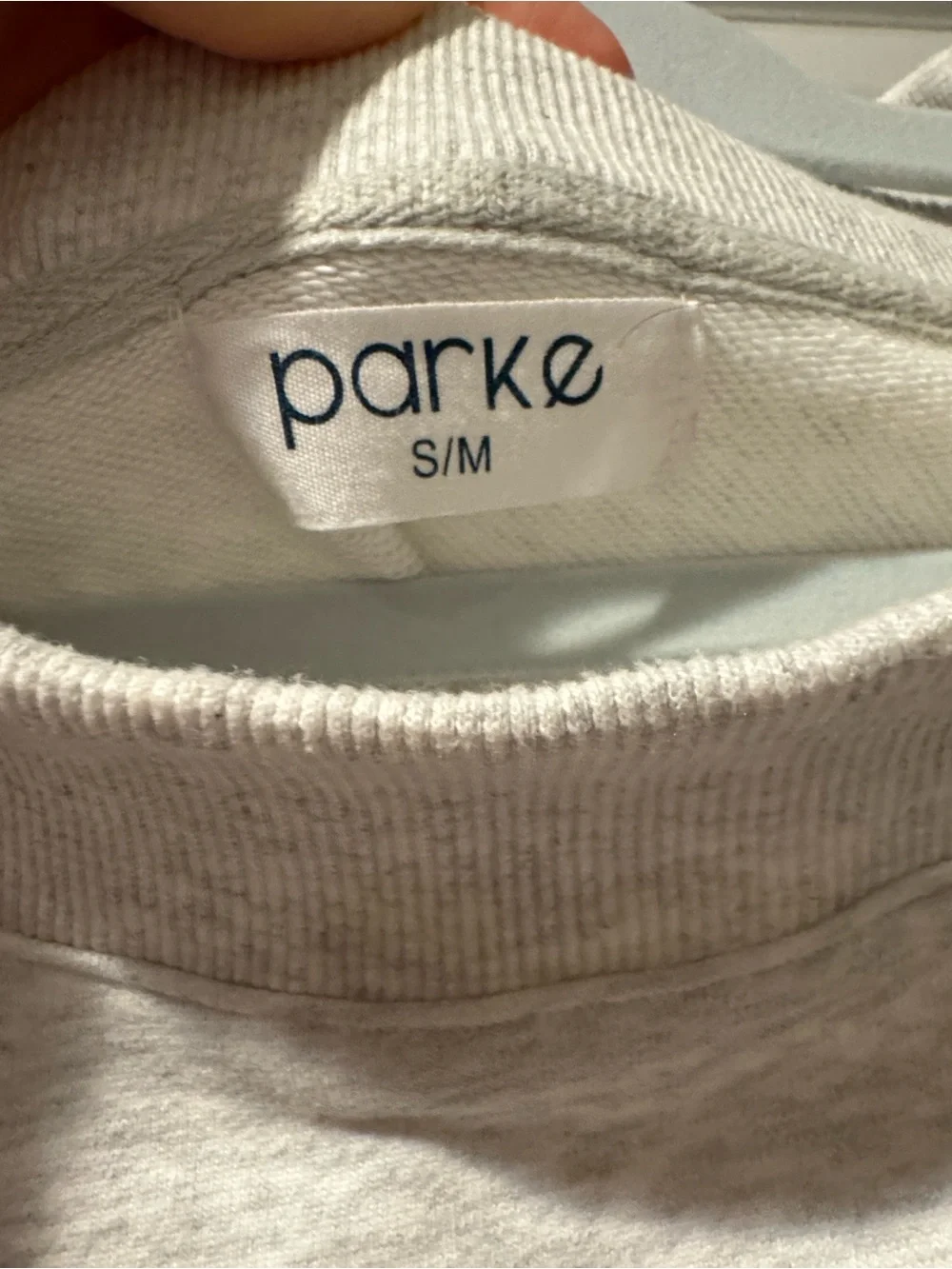 Parke | Tops | Parke Light Gray Mockneck With Navy Logo | Poshmark